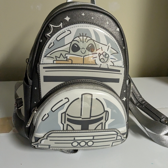 Loungefly | Accessories | Loungefly Silver Mini Backpack With Baby Yoda ...